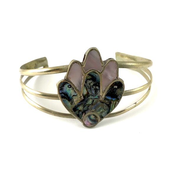 Jewelry | Vintage Alpaca Silver Abalone Shell Inlay Bracelet | Poshmark